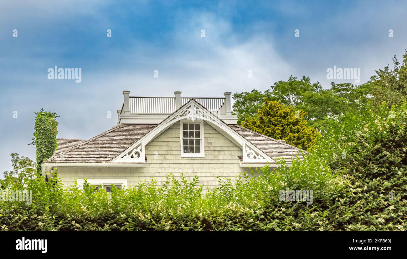 top of an old house rising above the privet Stock Photo - Alamy
