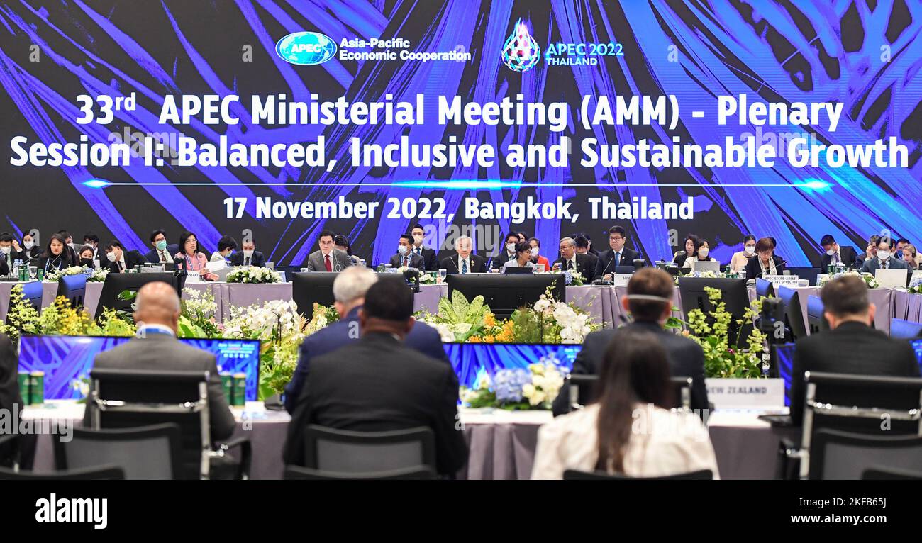 Bangkok, Thailand. 17th Nov, 2022. The 33rd APEC ministerial meeting is ...