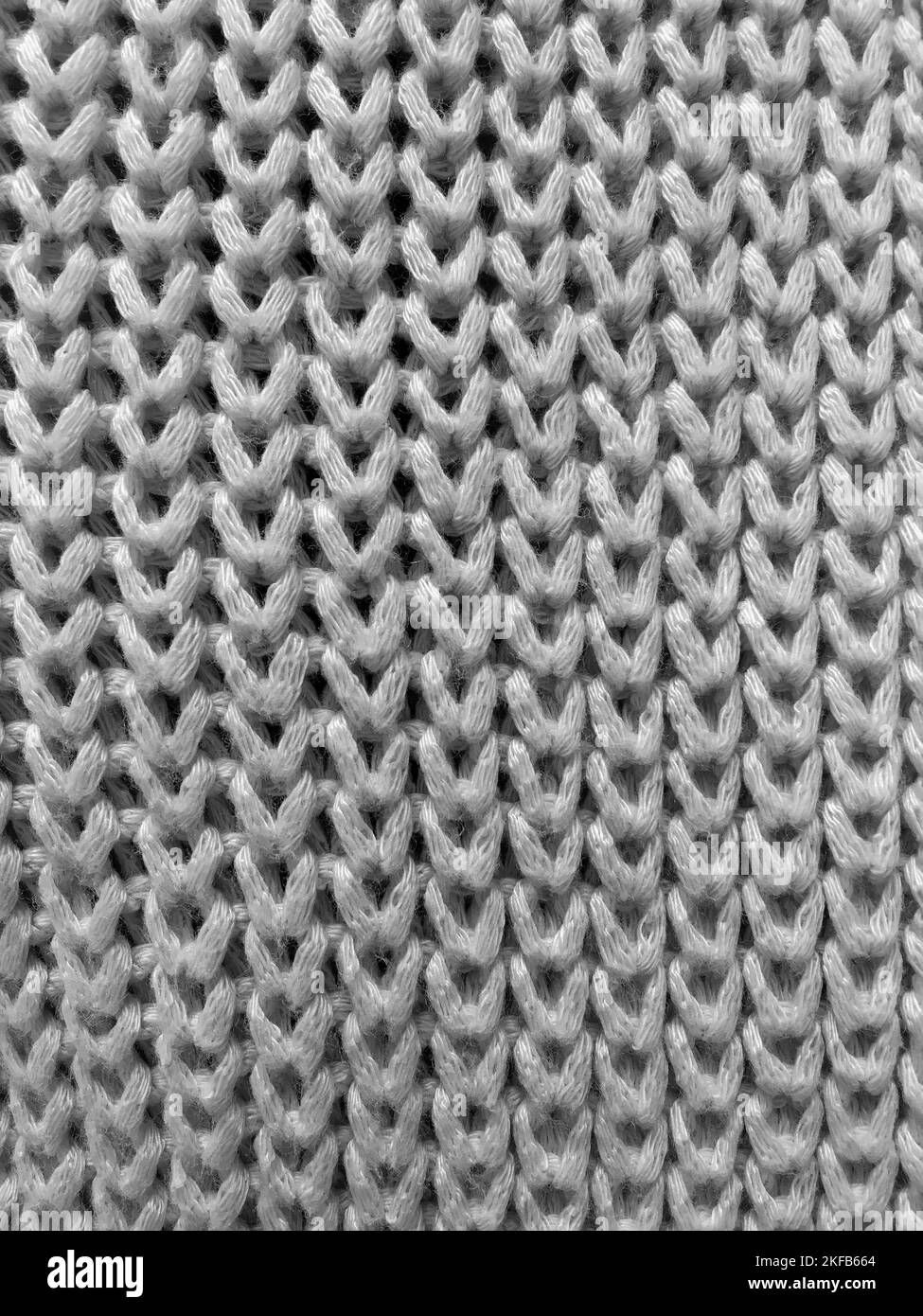 Closeup macro texture of knitted cotton fabric Black and White Stock ...