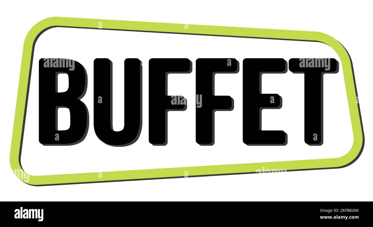 BUFFET text written on green-black trapeze stamp sign Stock Photo - Alamy