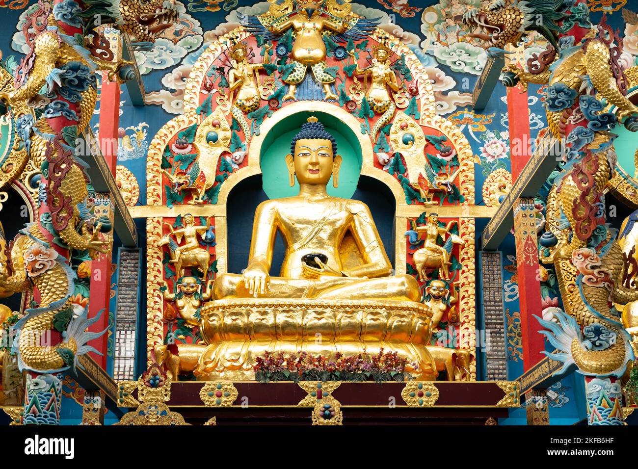 Buddha statue seen at Namdroling Monastery Temple. His Holiness the 3rd ...