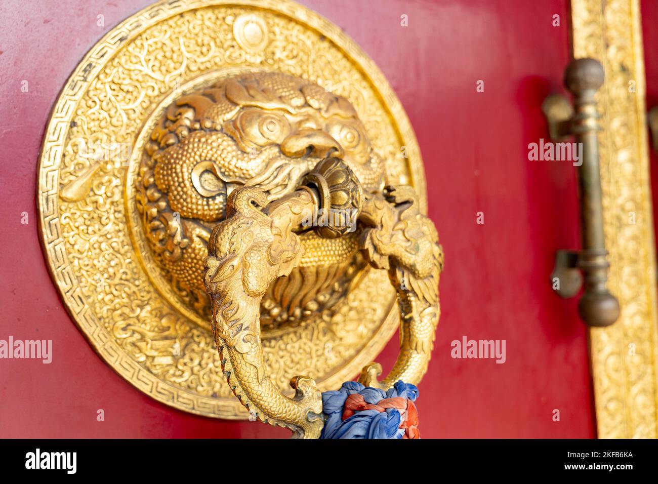An ornament seen at the Namdroling Monastery Temple. His Holiness the ...