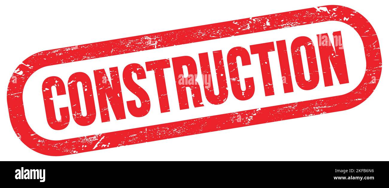 CONSTRUCTION, text on red rectangle stamp sign Stock Photo - Alamy