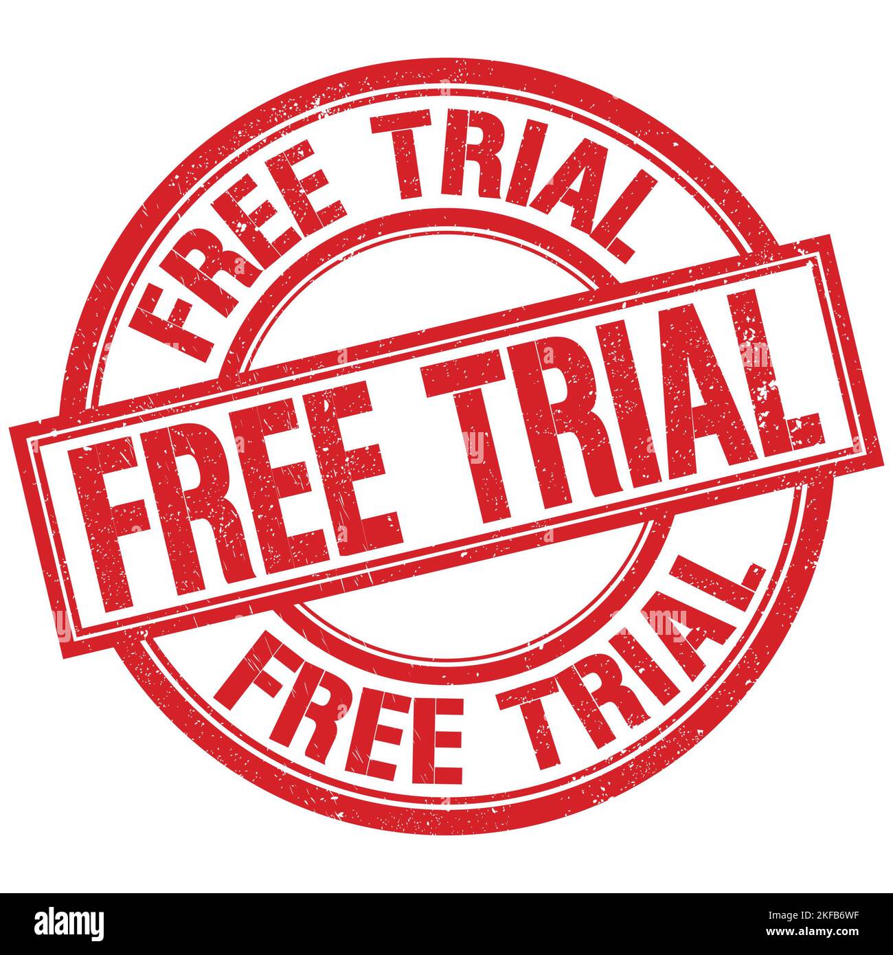 FREE TRIAL text written word on red round stamp sign Stock Photo - Alamy
