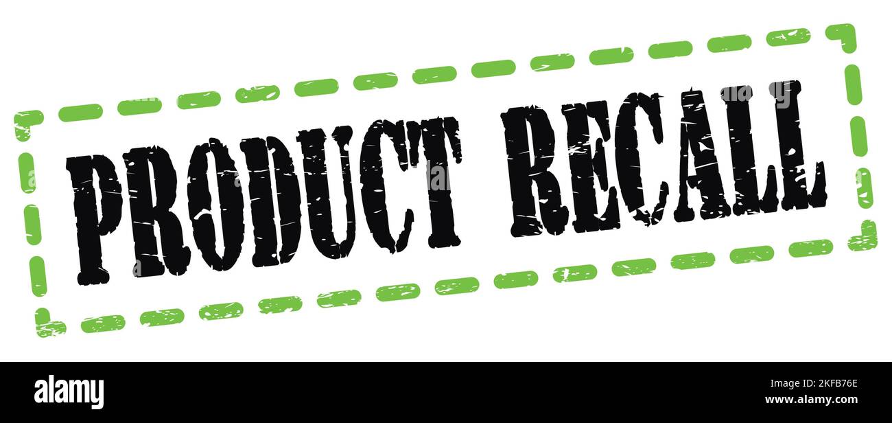 PRODUCT RECALL text written on green-black dash stamp sign Stock Photo ...