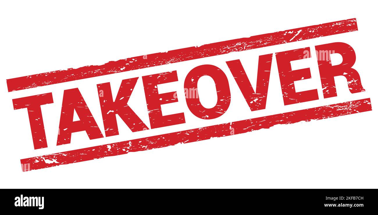 TAKEOVER text written on red rectangle stamp sign Stock Photo - Alamy