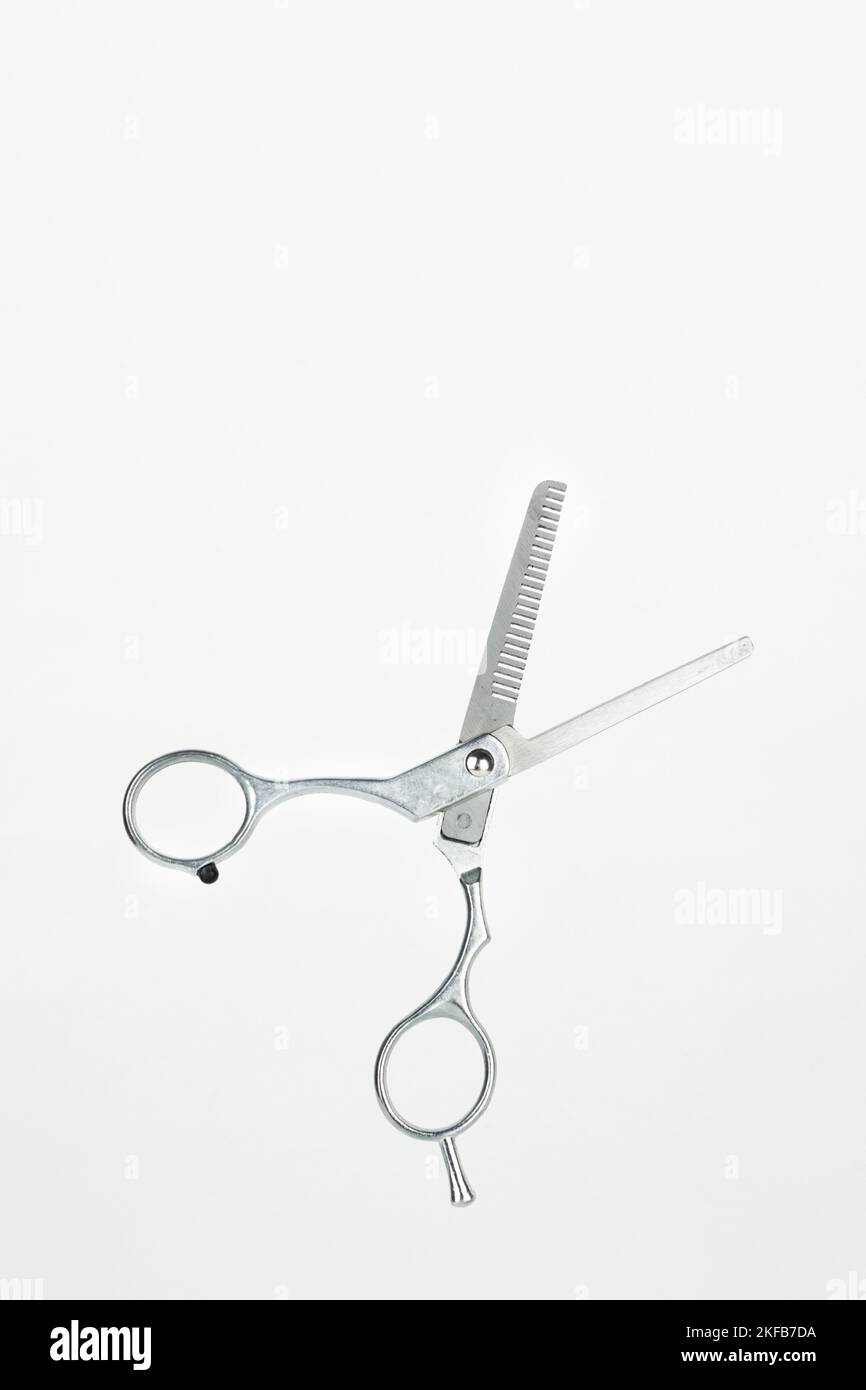 Professional Haircutting Scissors levitation. Open hairdresser scissors ...