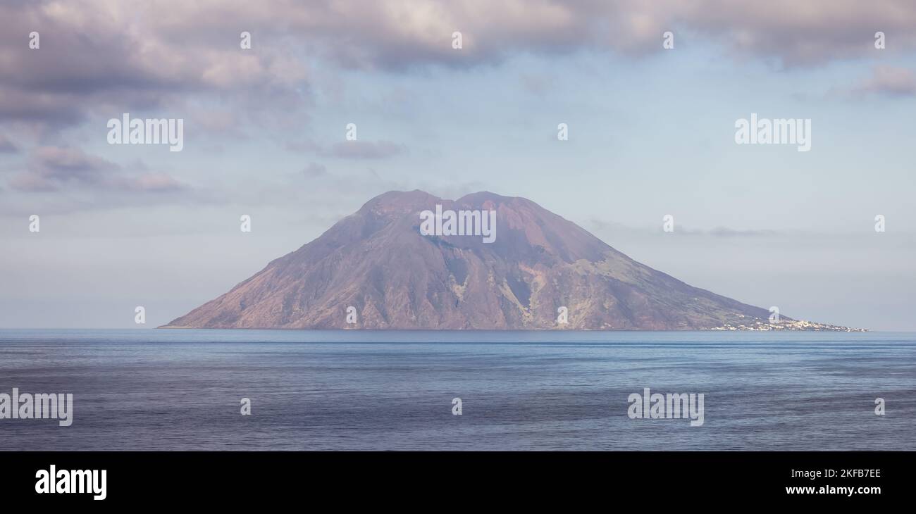 Stromboli Island with an Active Volcano in Tyrrhenian Sea. Italy Stock ...