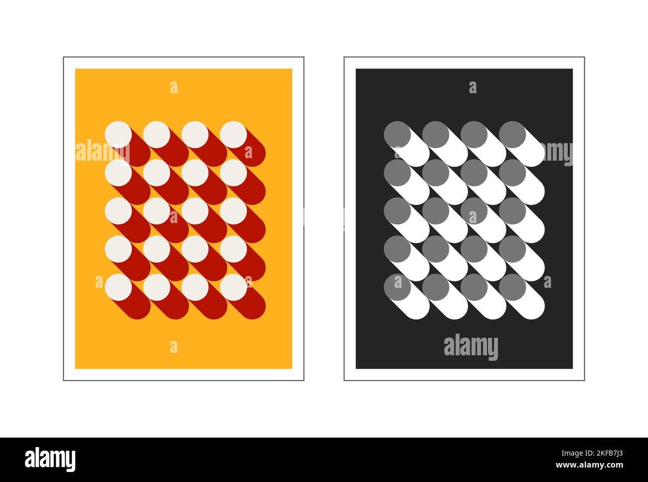 Bauhaus poster. Two abstract vertical posters with cylinders Stock ...