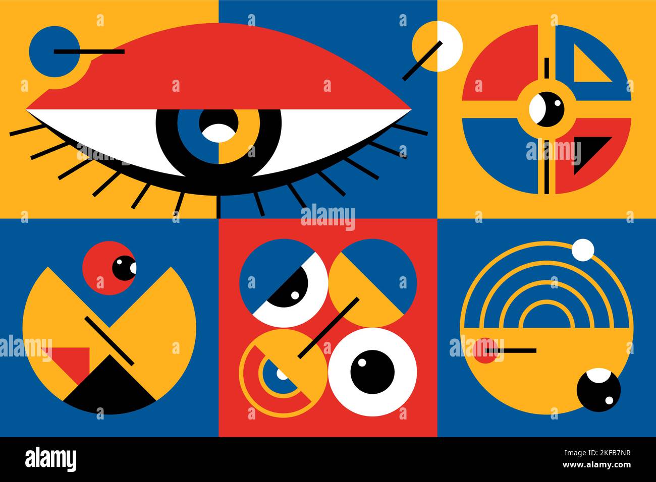 Bauhaus geometric posters. Abstract geometry with different shapes ...