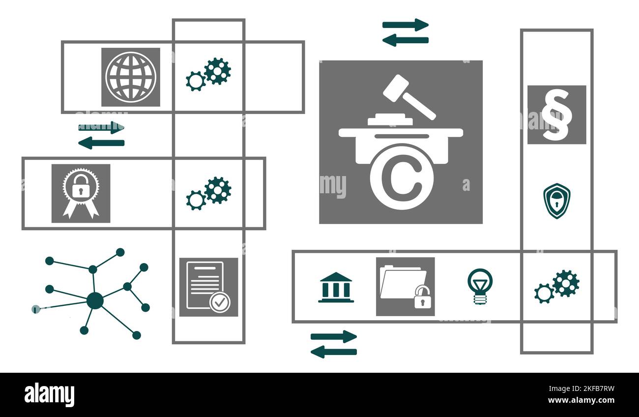 Concept of copyright with connected icons Stock Photo - Alamy