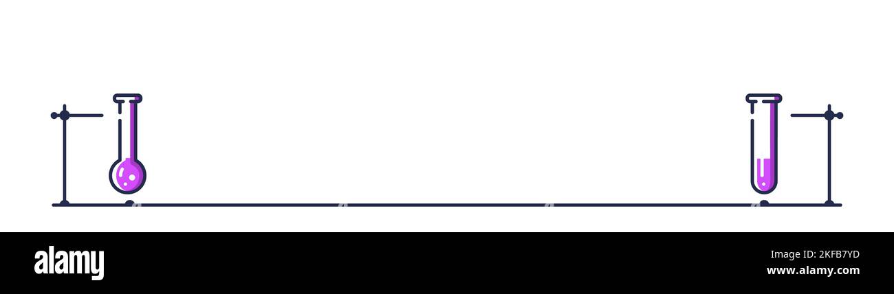 Border with glass chemistry flasks. Two different chemistry tubes Stock ...