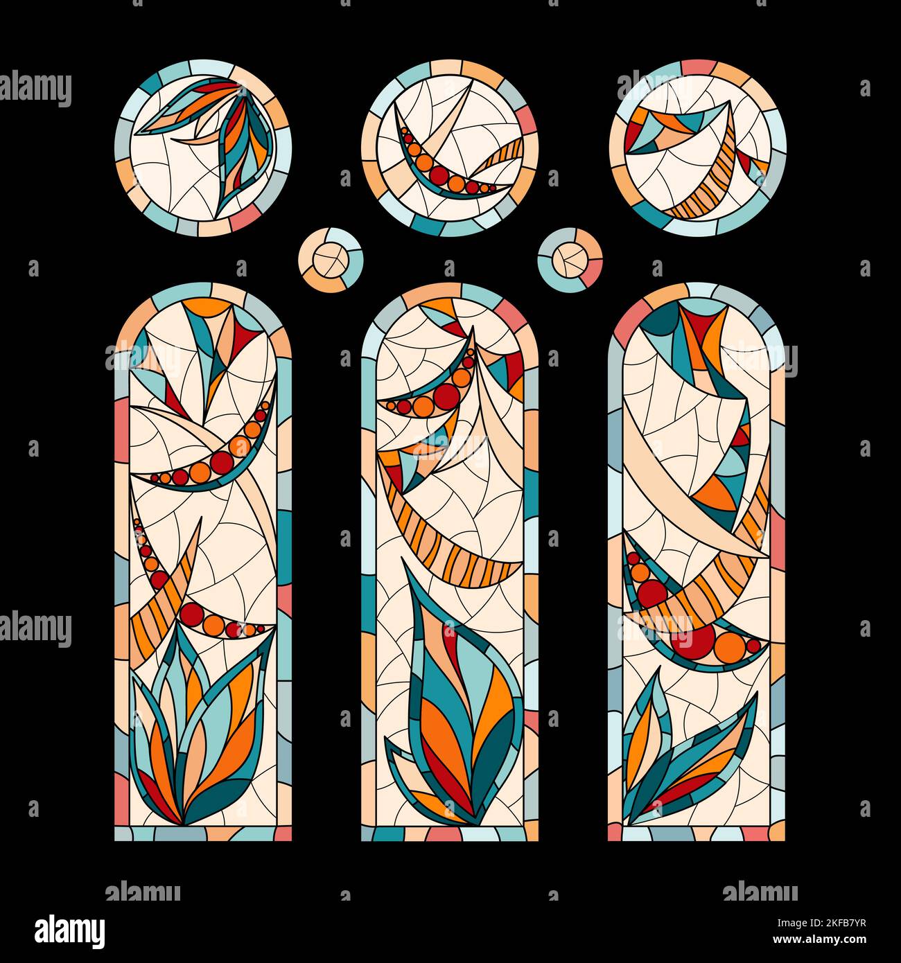 Window in the medieval cathedral Stock Vector Images - Alamy