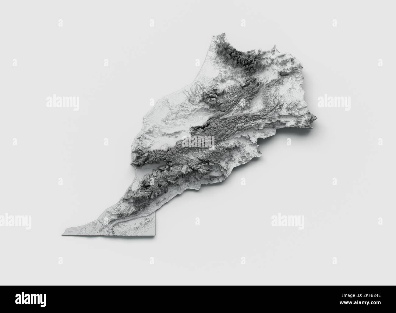 A 3d illustration of Morocco Map Flag Shaded relief Color Height map on ...