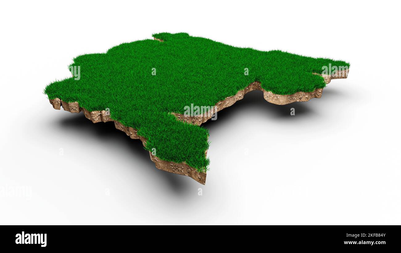 A 3d illustration of Montenegro Map soil land geology cross section ...