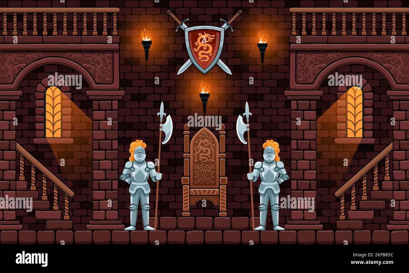 Medieval castle hall interior Stock Vector Images - Alamy