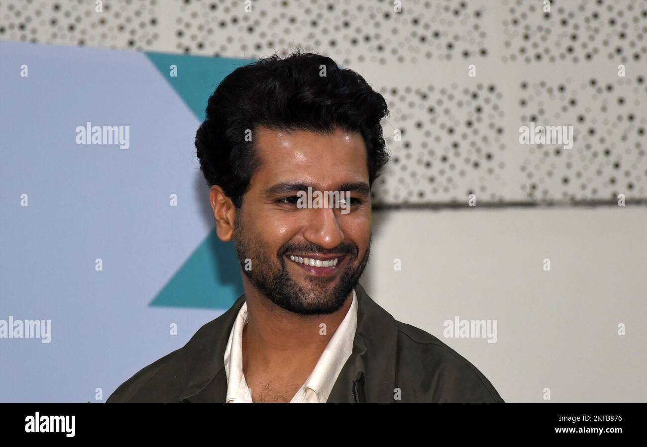 Mumbai, India. 17th Nov, 2022. Bollywood actor Vicky Kaushal smiles during the launch of men's ...