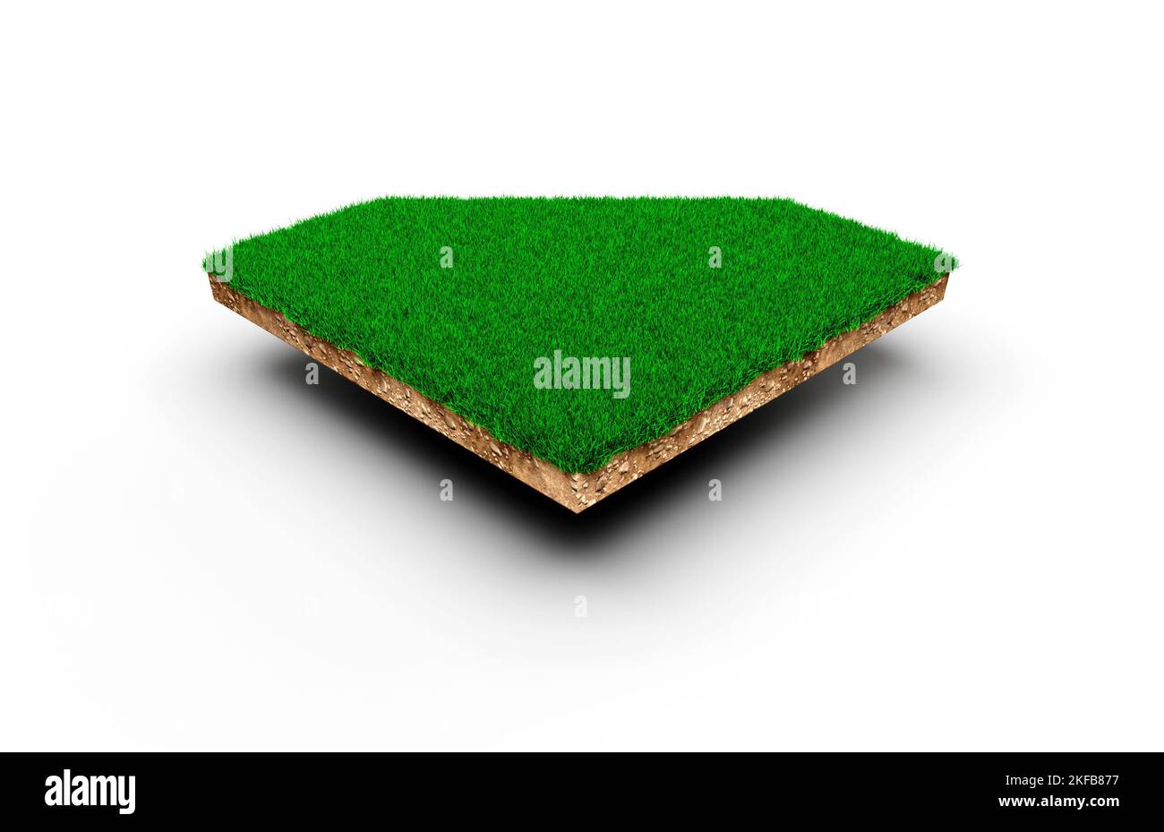 A 3D Illustration of a Diamond moon shape soil land with green grass ...