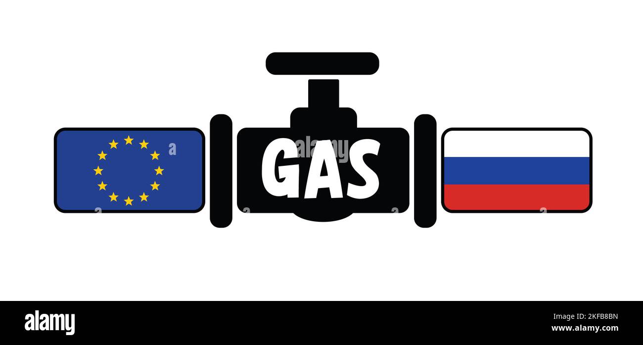 Oil or gas pipeline with flags and with fittings and valves. Valve on ...