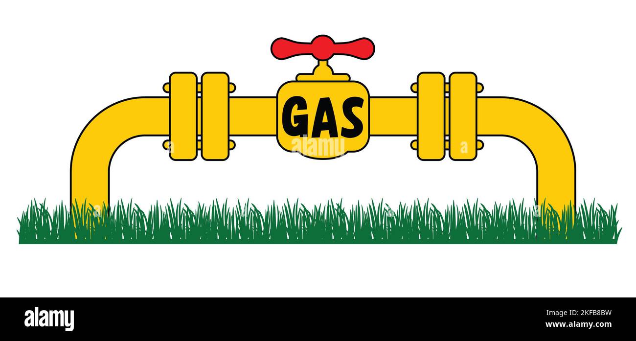 Gas pipelinewith fittings and valves. Valve on the main gas pipeline ...