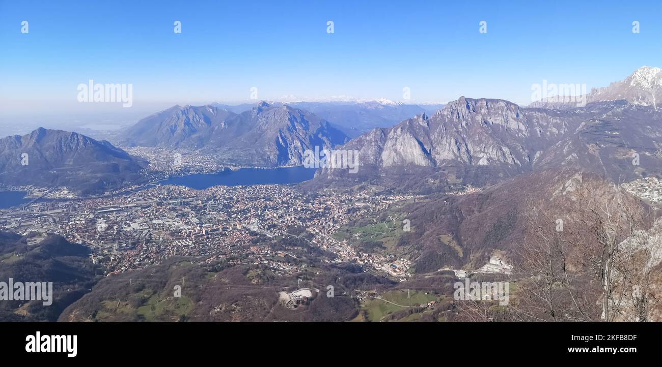 Aerial wide view of the Lake of Lecco Stock Photo - Alamy