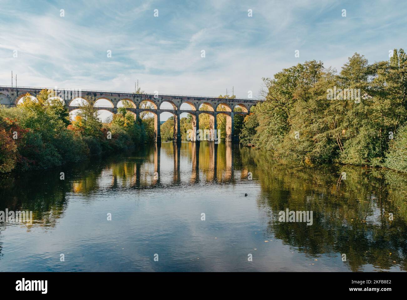 Railway bridge with river in bietigheim bissingen hi-res stock ...