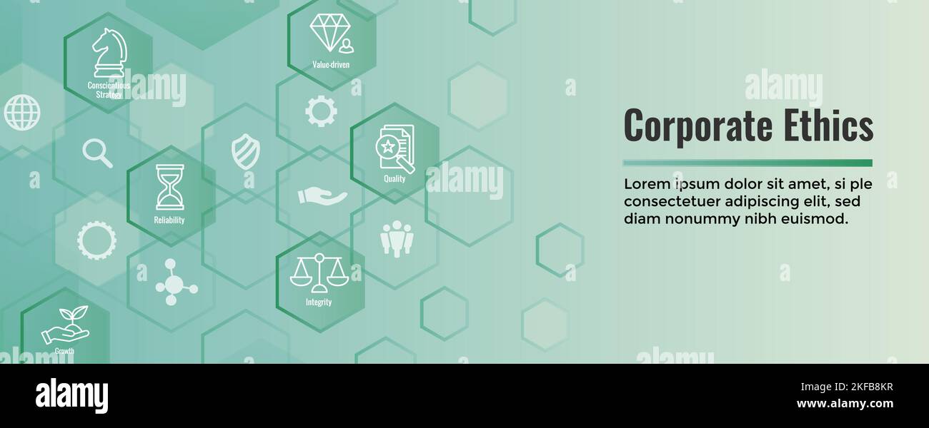 Business and Corporate Ethics Showing Company Values Icon Set with Web ...