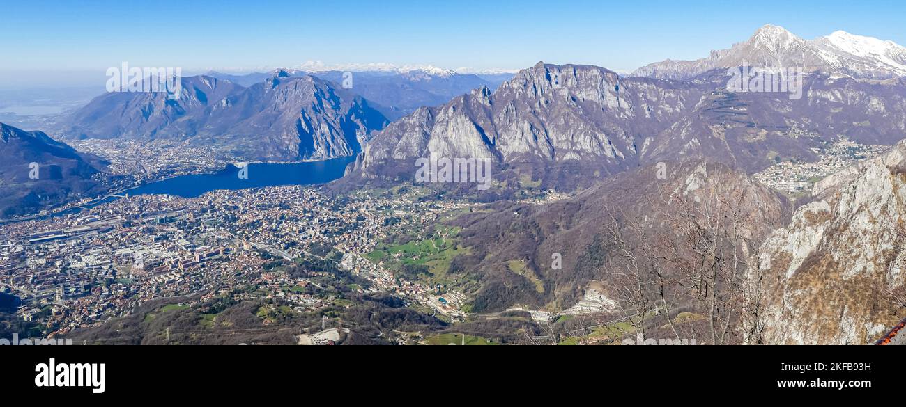 Extra wide view of the Lake of Lecco and the sorrounding mountains ...