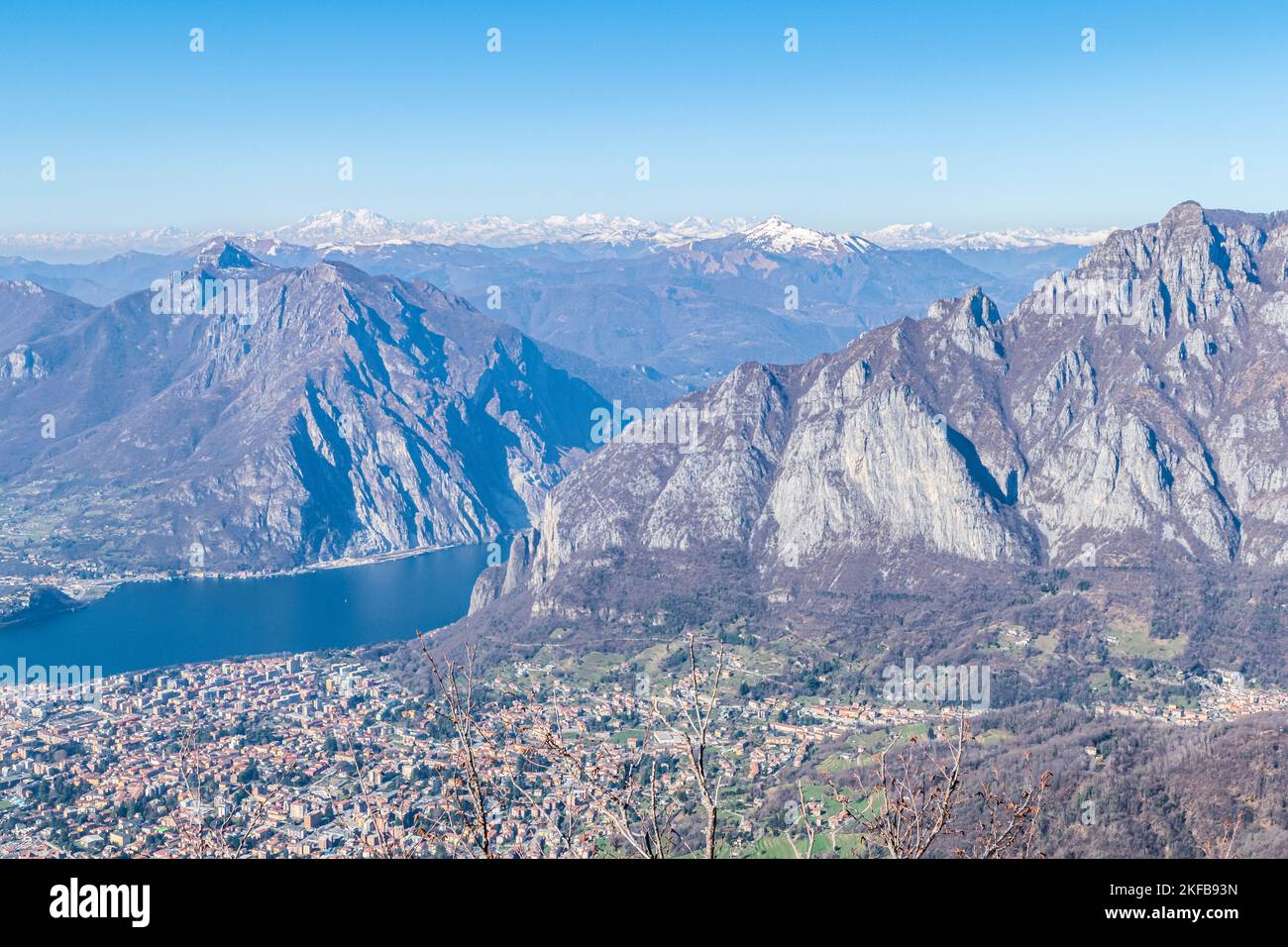 Aerial viewo of the Lake of Lecco and his mountains Stock Photo - Alamy