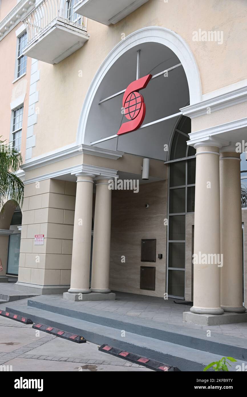 Nassau, The Bahamas. 11th Nov, 2022. Side entrance of Scotiabank along ...