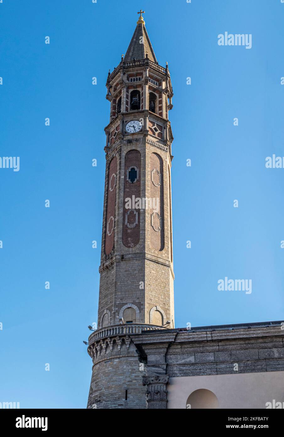 The famous pastel-shaped bell tower of Lecco Stock Photo - Alamy