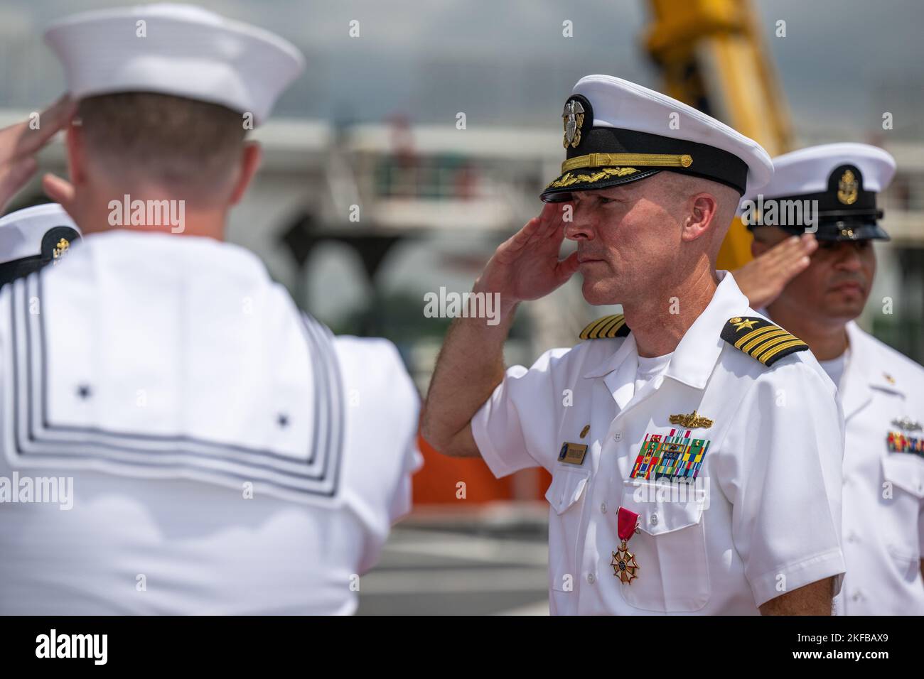 220902-G-TW079-261 SINGAPORE (Sep. 2, 2022) Capt. Tom Ogden departs the ...