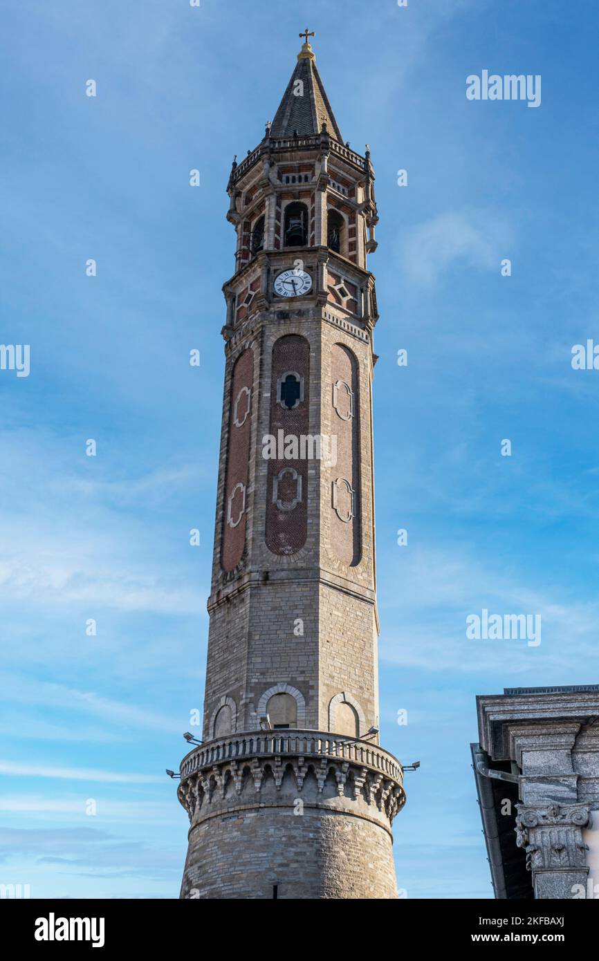 The famous pastel-shaped bell tower of Lecco Stock Photo - Alamy