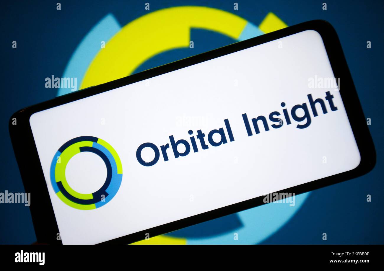 In this photo illustration, Orbital Insight logo is seen on a ...