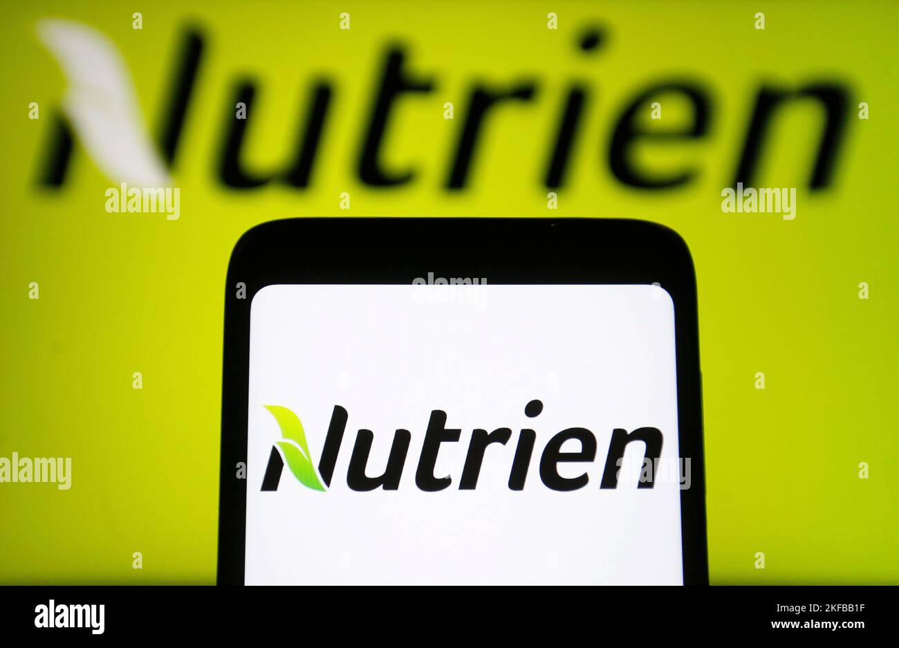 Ukraine. 17th Nov, 2022. In this photo illustration, Nutrien Ltd. logo ...