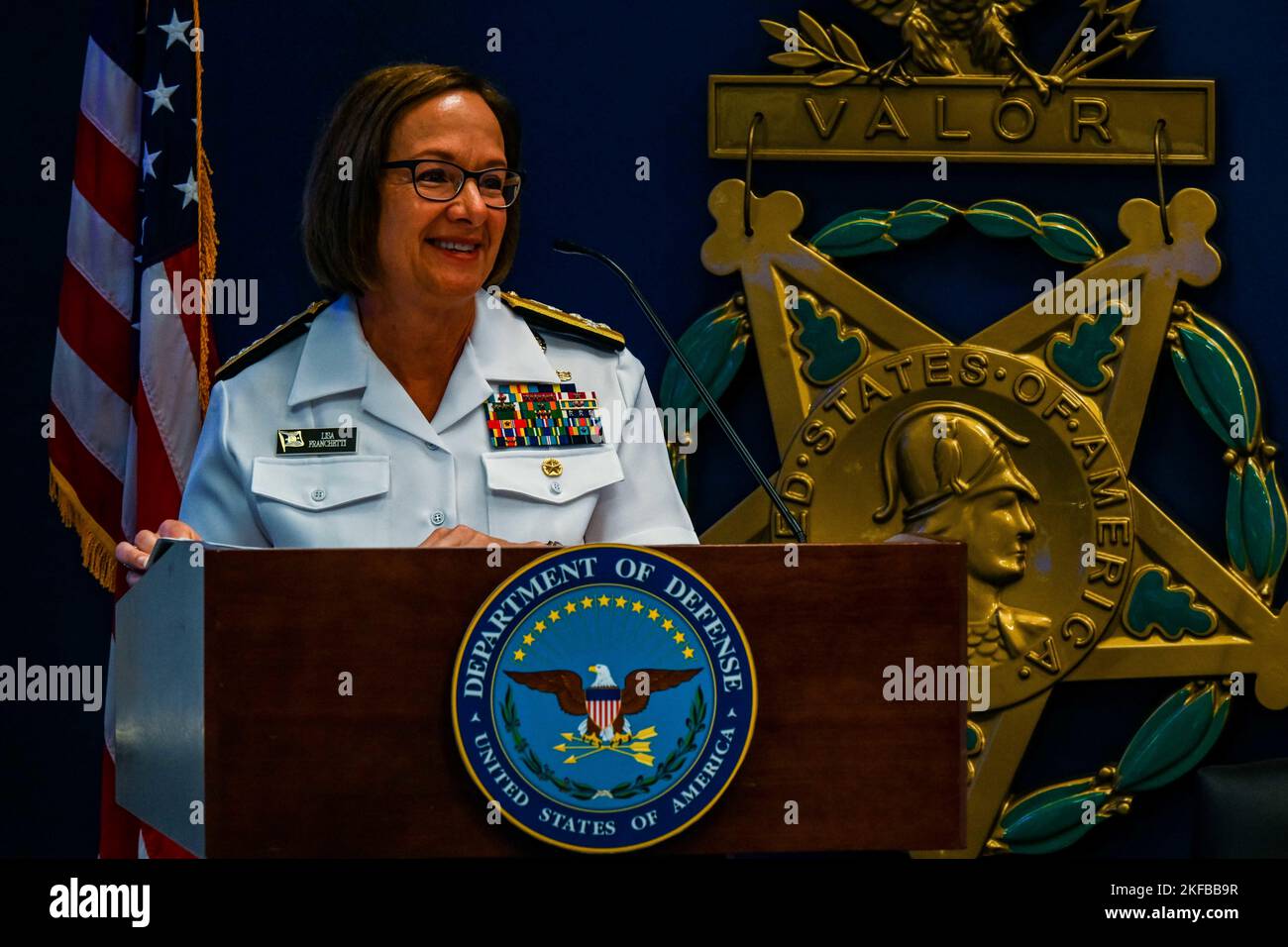 WASHINGTON (Sept. 2, 2022) – Adm. Lisa Franchetti delivers remarks ...