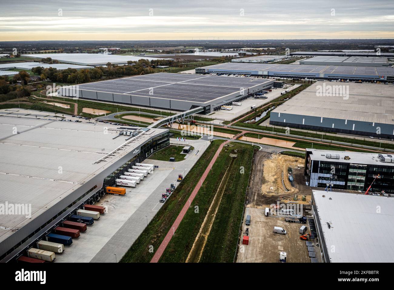 VENLO - A drone photo of distribution centers on the Trade Port ...