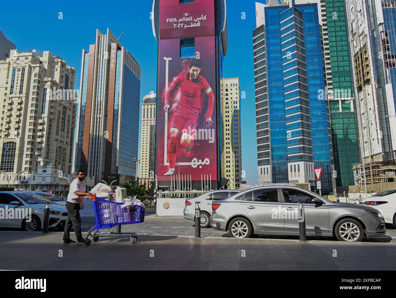 DOHA 20221116 High rises in the central parts of Doha are covered with ...