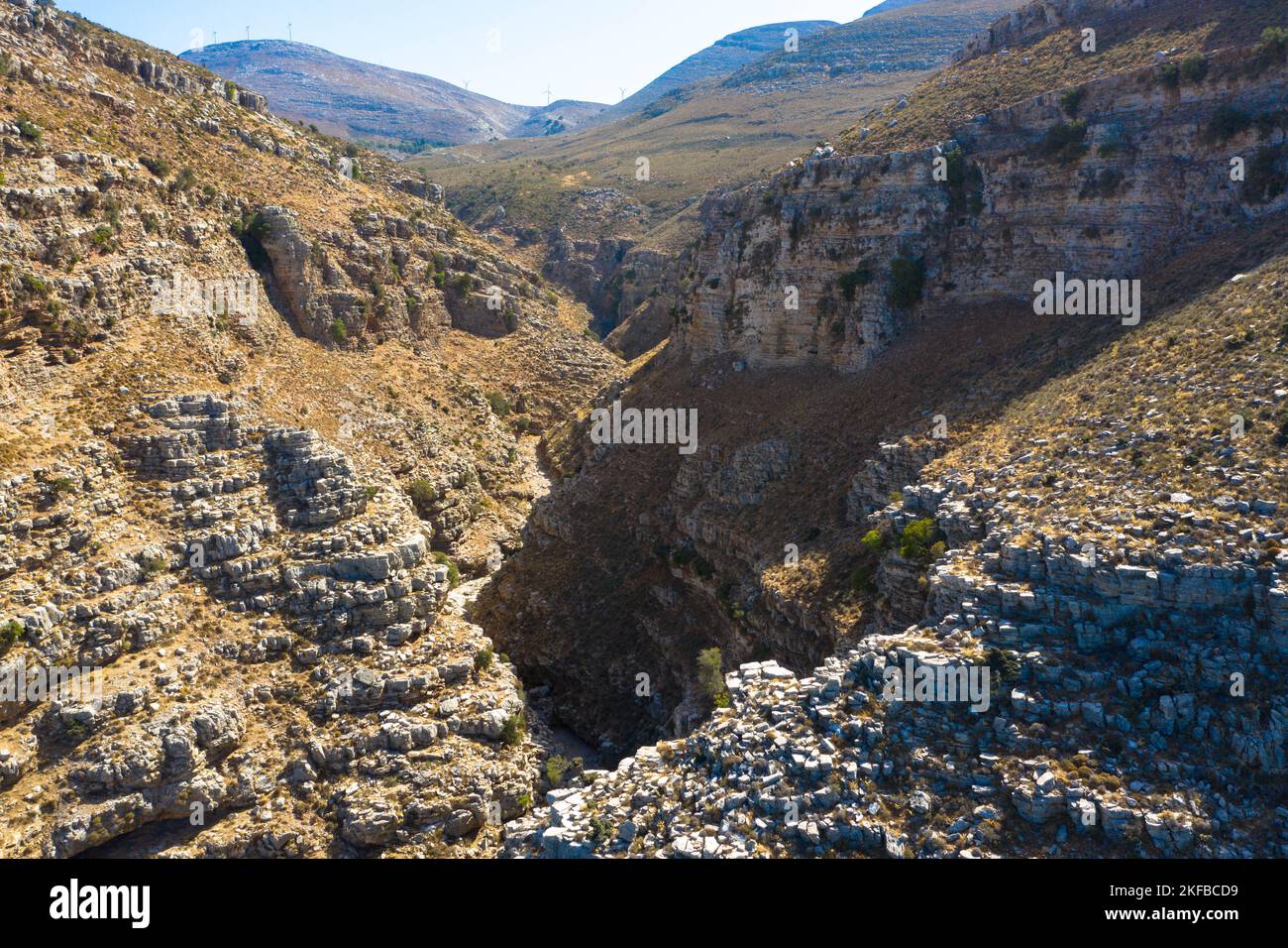 Aerial view of Jacobs Canyon. Brown massive stones and rocks in ...