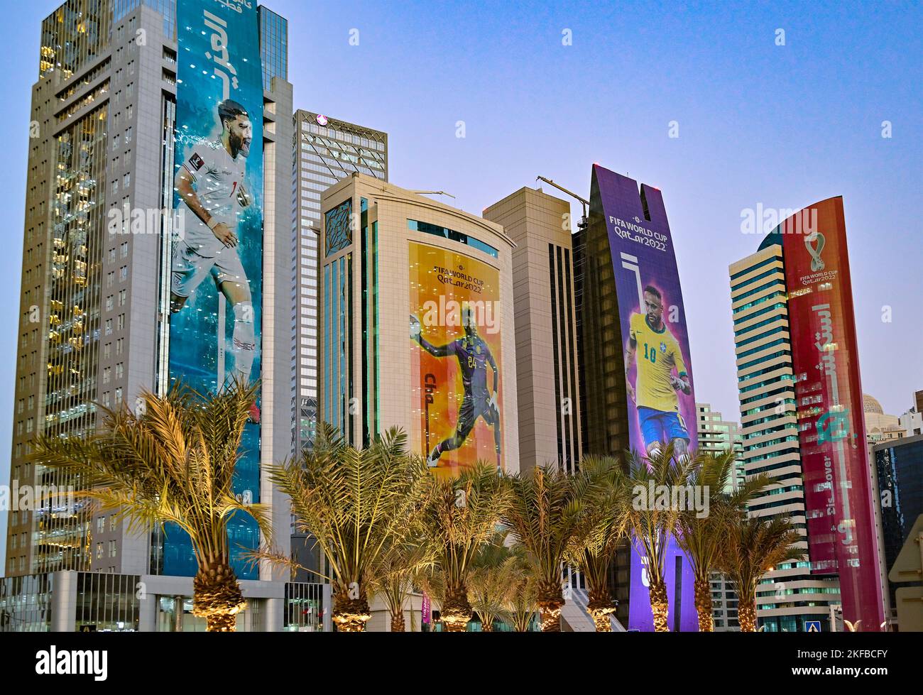 DOHA 20221116 High rises in the central parts of Doha are covered with ...