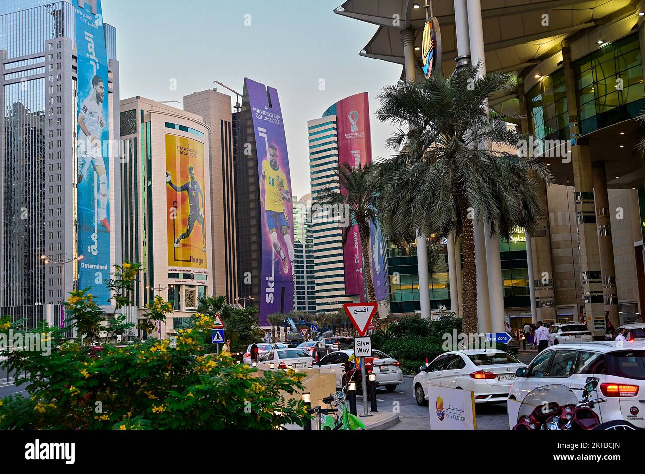 DOHA 20221116 High rises in the central parts of Doha are covered with ...