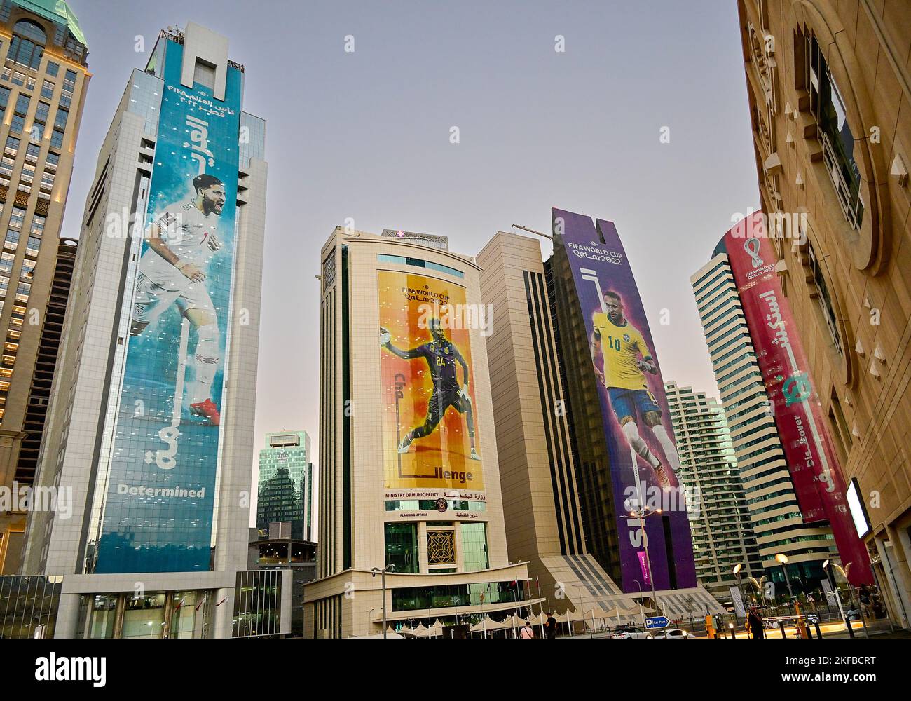 DOHA 20221116 High rises in the central parts of Doha are covered with ...