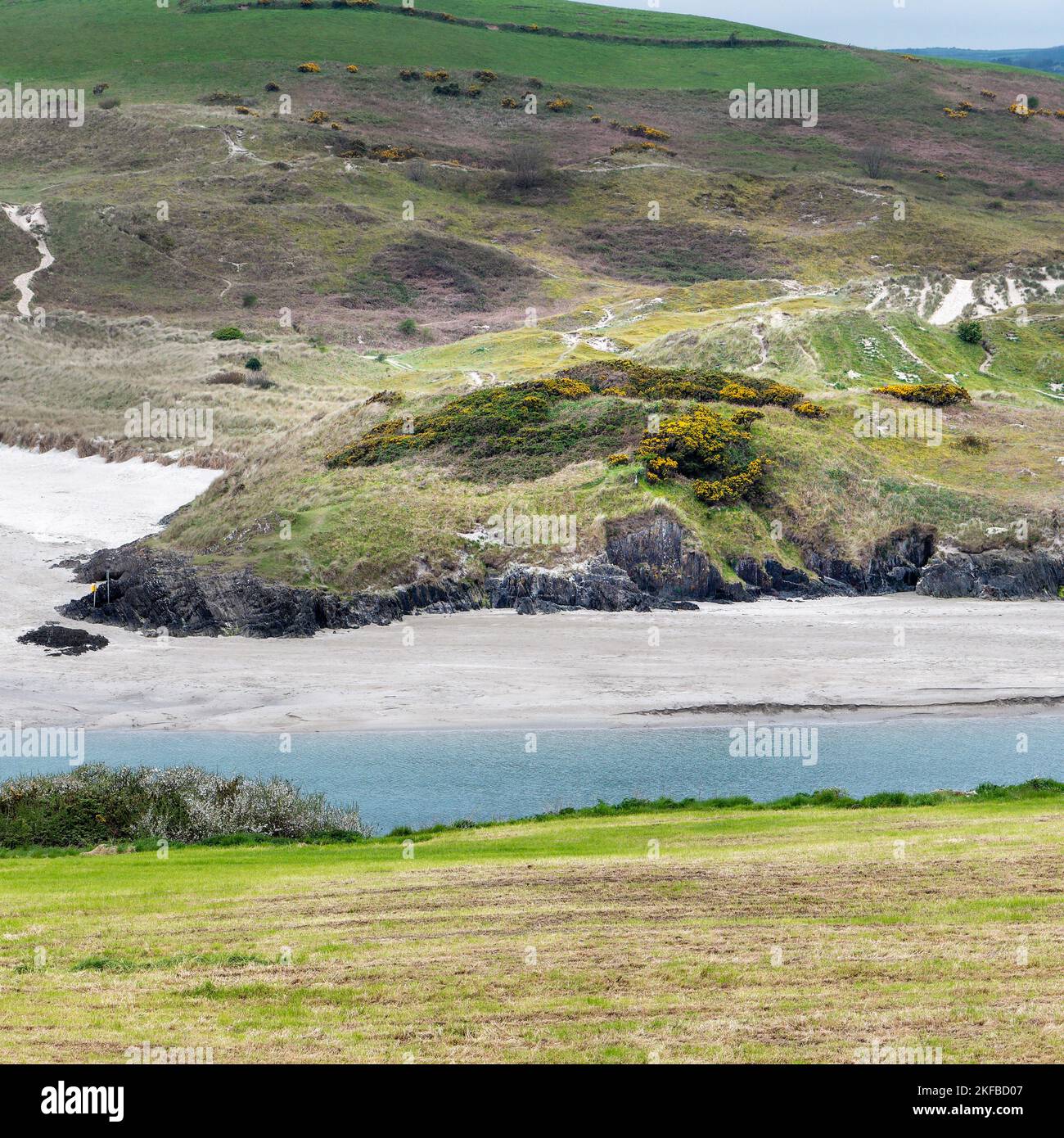 Colorful hills on the shore of Clonakilty Bay. Seaside landscape of ...