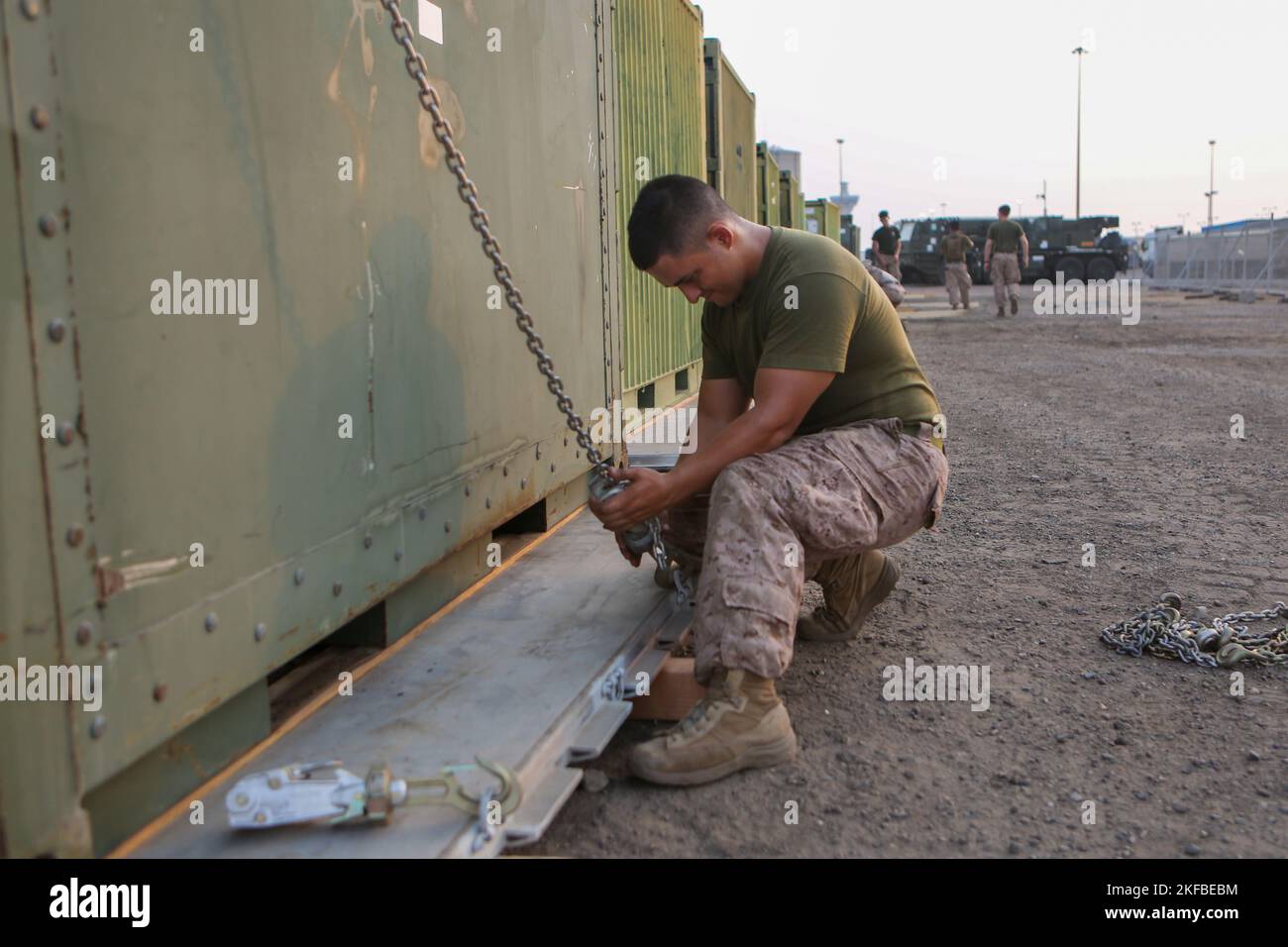 U.S. Marine Corps Cpl. Estefano Barragan Camacho, an engineer equipment ...