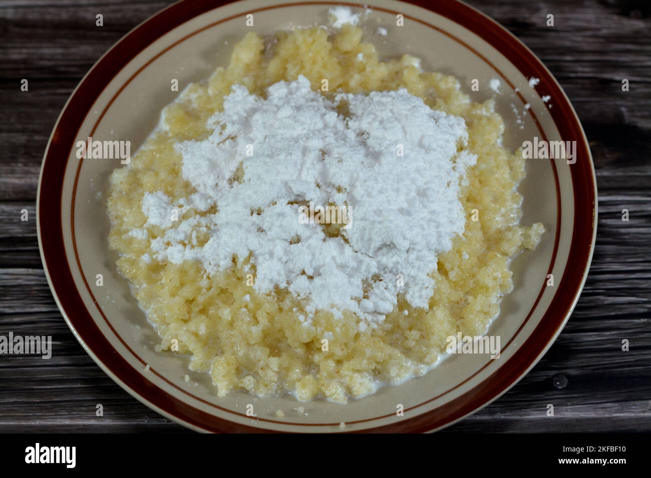 Arabian Cuisine dish of small steamed granules of rolled durum wheat ...