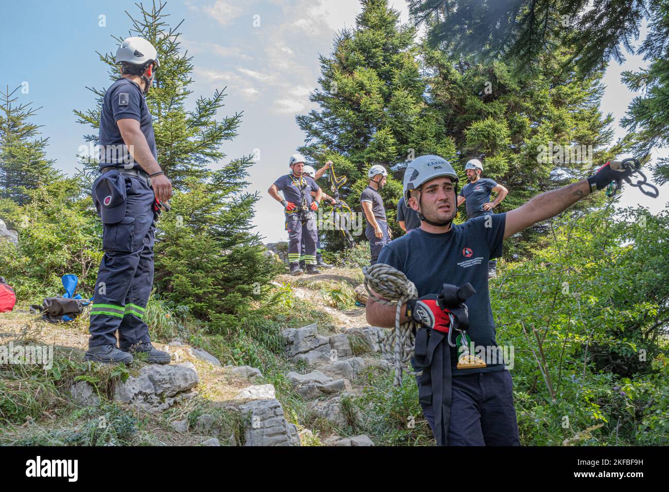 Georgian Emergency Management Services first responders gather and set ...