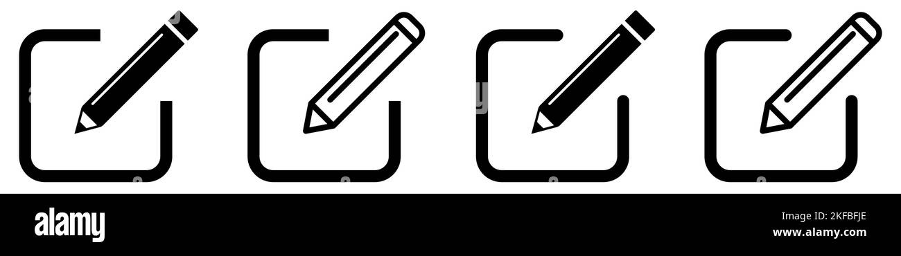 Edit icon set. Edit document symbol. Vector illustration isolated on white background Stock ...