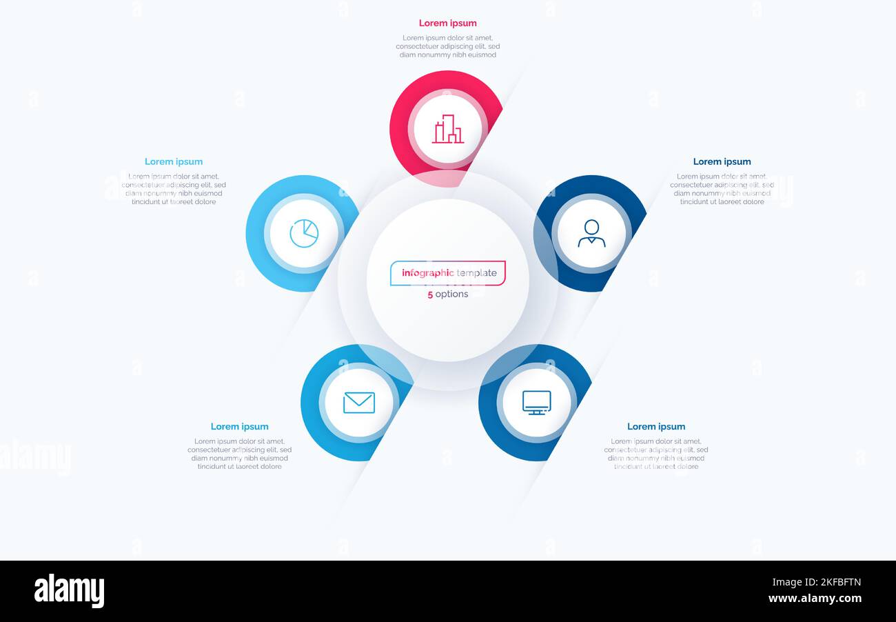 Five option circle infographic design template. Vector illustration ...