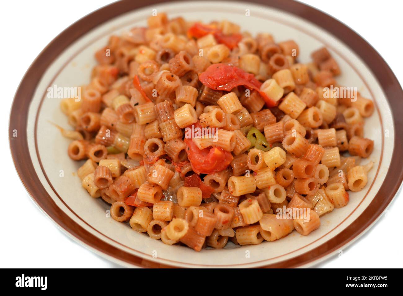 tasty appetizing classic ring pasta macaroni with tomato sauce and ...
