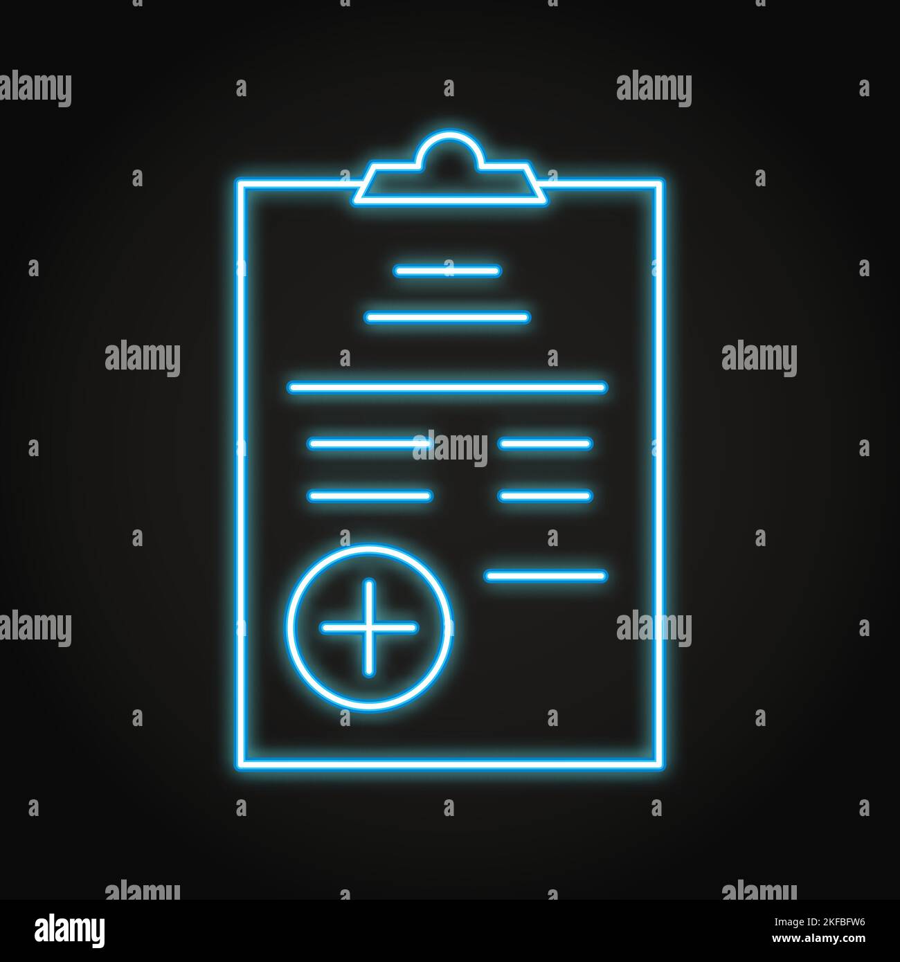 Medical report neon icon in line style. Health check up, prescription ...
